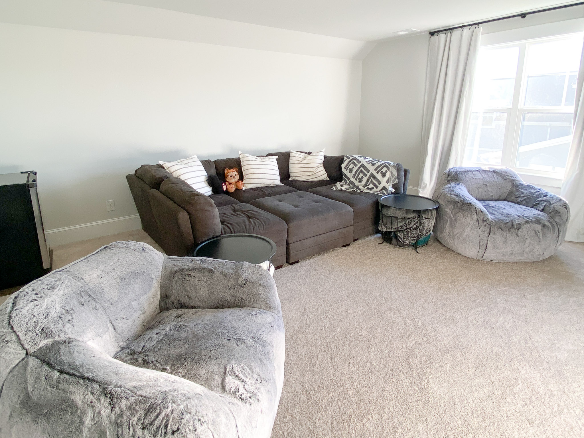 Cozy DIY Modern, Moody, And Monochromatic Media Room - Cribbs Style